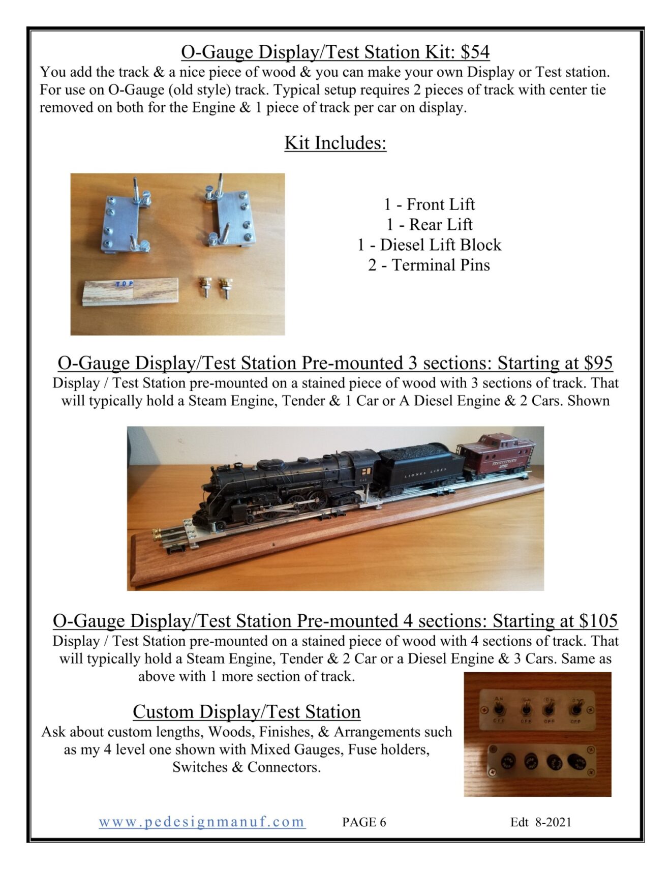 Test Station / Display Stand Kit – O gauge - PE Design & Manufacturing