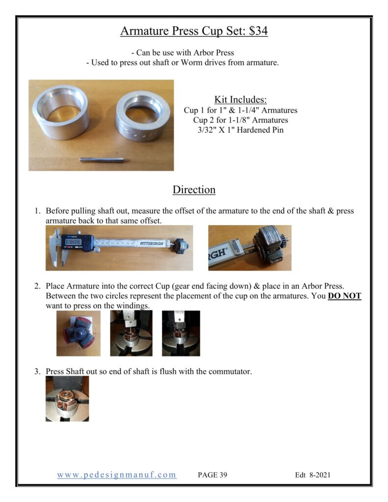 Armature Press Cups set – O gauge - PE Design & Manufacturing